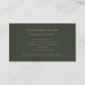 Simple Elegant Olive Green Business Card | Zazzle