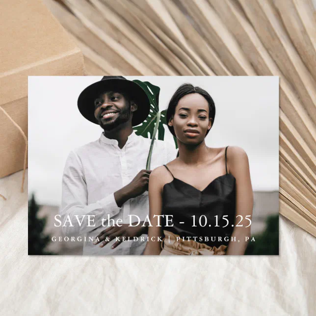 Simple Elegant One Photo Wedding Save The Date | Zazzle