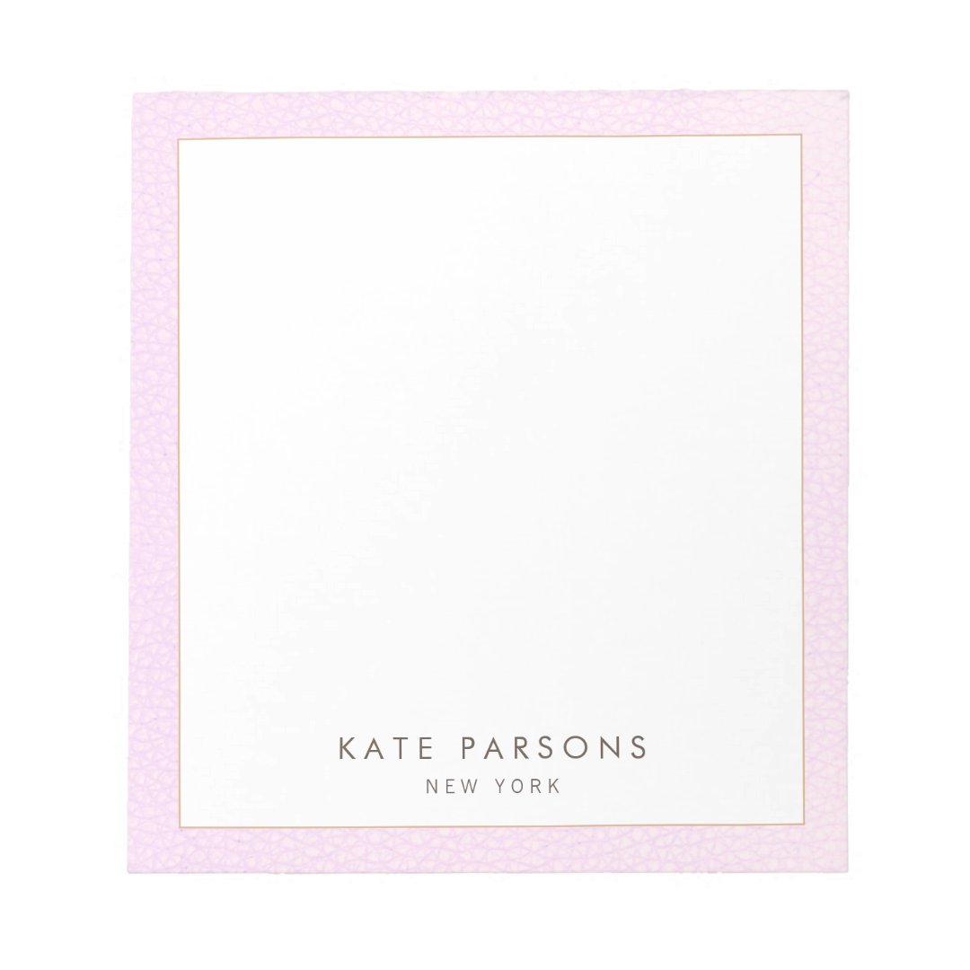 Simple Elegant Pastel Pink Leather Border Notepad | Zazzle
