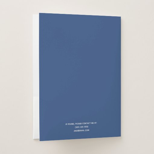 Simple Elegant Personalized Blue & White Pocket Folder | Zazzle