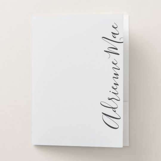 Simple Elegant Personalized Silver White Pocket Folder | Zazzle.com