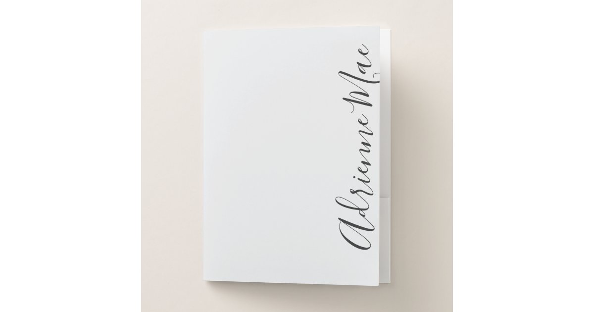 Simple Elegant Personalized Silver White Pocket Folder | Zazzle.com
