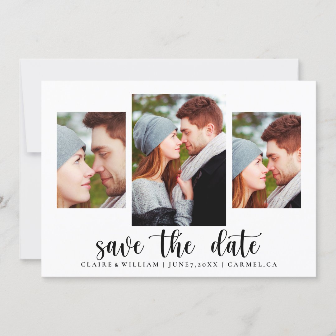 Simple Elegant Photo Collage Save the Date Card | Zazzle