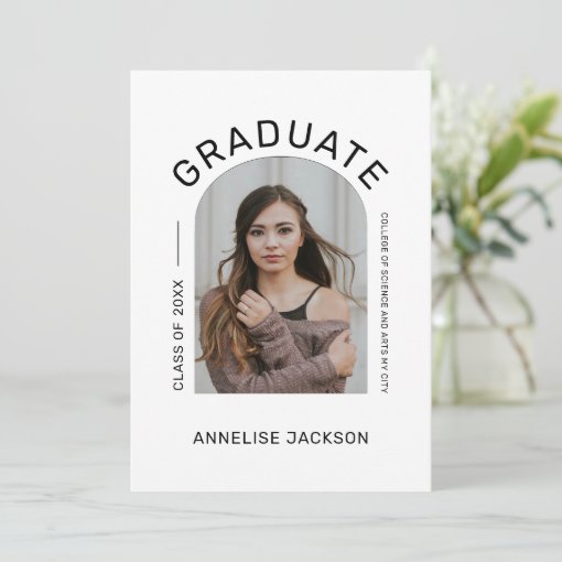 Simple elegant photo graduation announcement | Zazzle