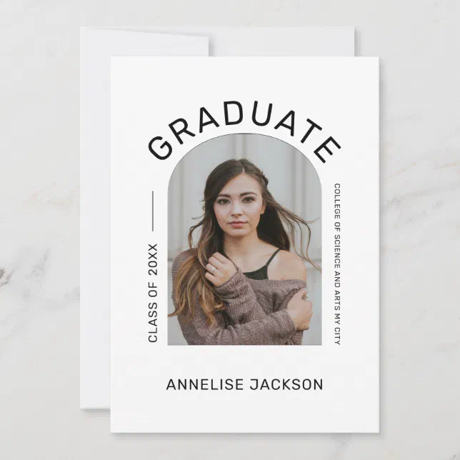 Simple elegant photo graduation announcement | Zazzle