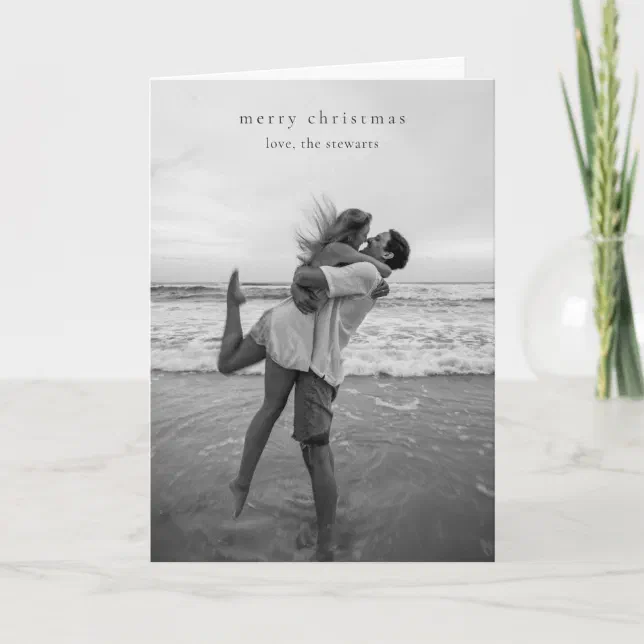 Simple Elegant Photo Modern Christmas Holiday Card | Zazzle