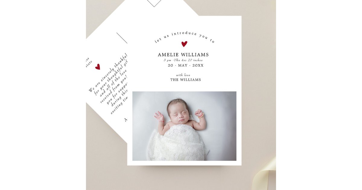 Simple Elegant Photo New Baby Announcement Postcard | Zazzle