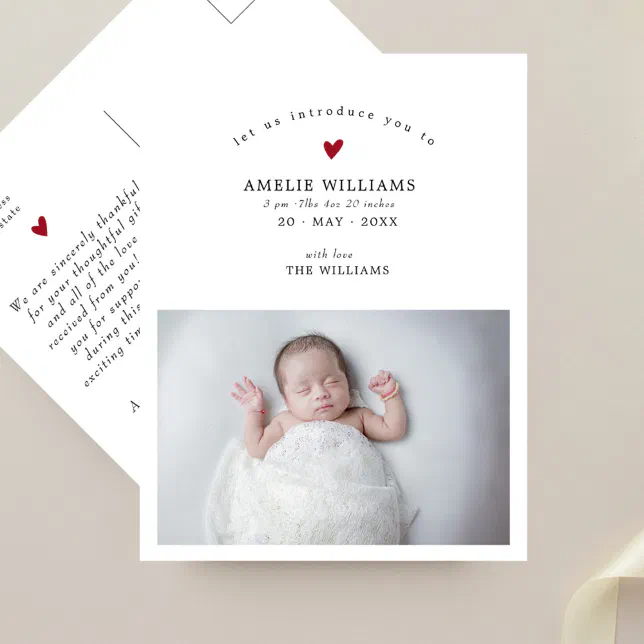 Simple Elegant Photo New Baby Announcement Postcard | Zazzle
