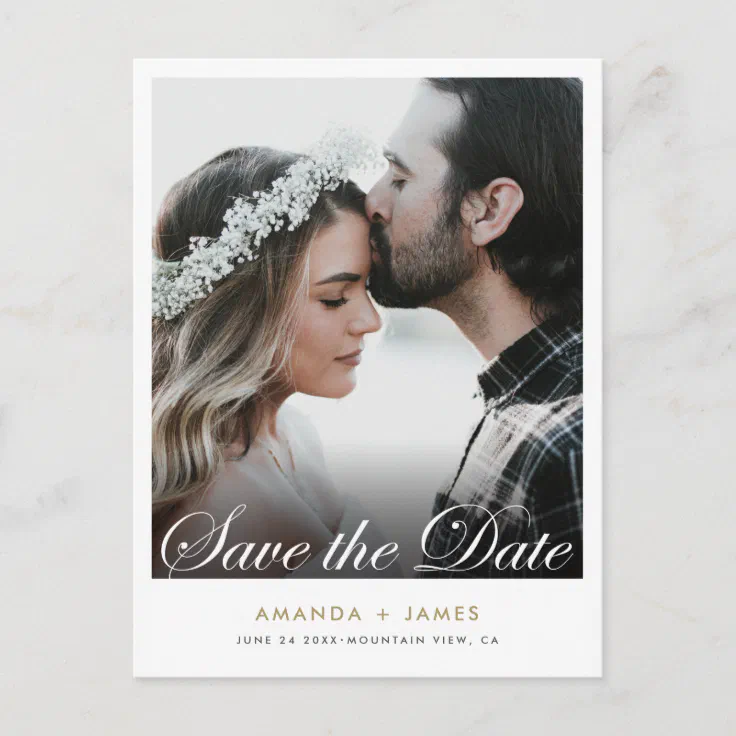 Simple Elegant Photo Save the Date Announcement Postcard | Zazzle
