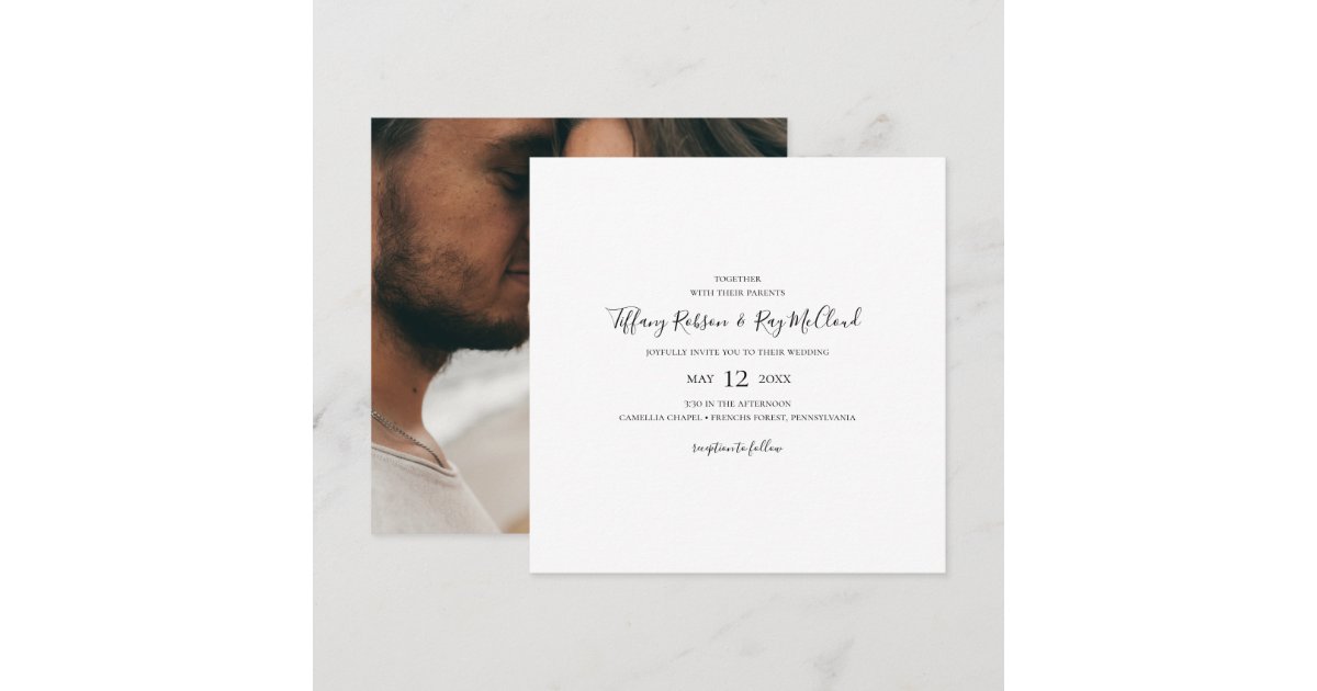 Simple Elegant Photo Square Wedding Invitation | Zazzle