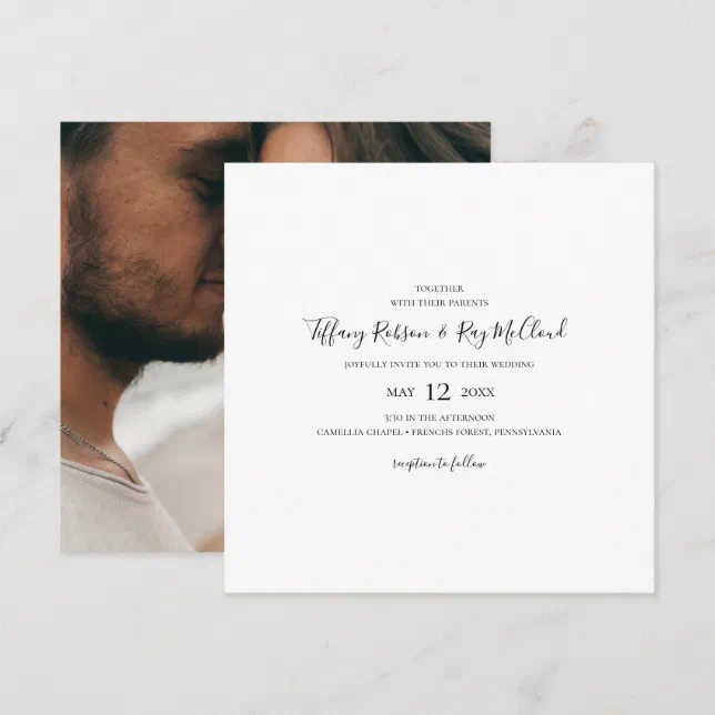 Simple Elegant Photo Square Wedding Invitation | Zazzle