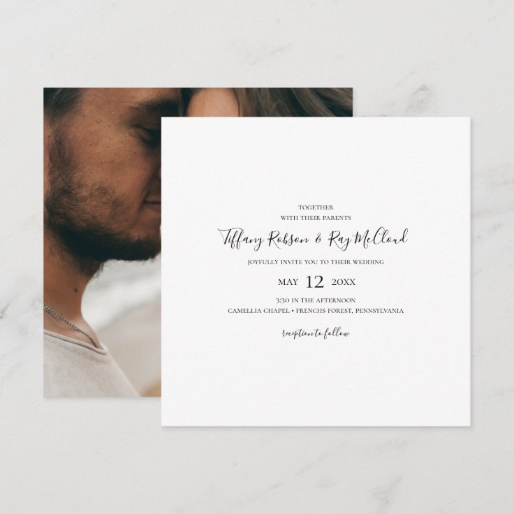 Simple Elegant Photo Square Wedding Invitation | Zazzle