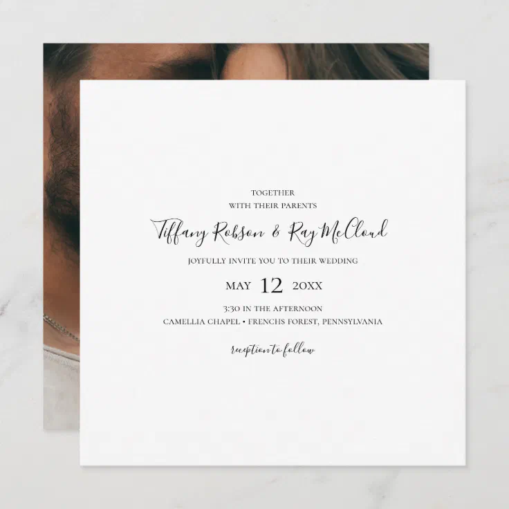 Simple Elegant Photo Square Wedding Invitation | Zazzle