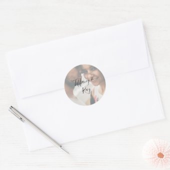 Simple Elegant Photo Wedding Envelope Seals | Zazzle