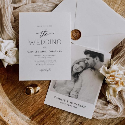 Simple Elegant Photo Wedding Invitation | Zazzle