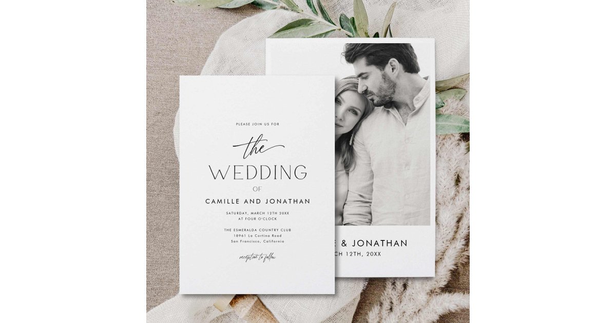 Simple Elegant Photo Wedding Invitation | Zazzle
