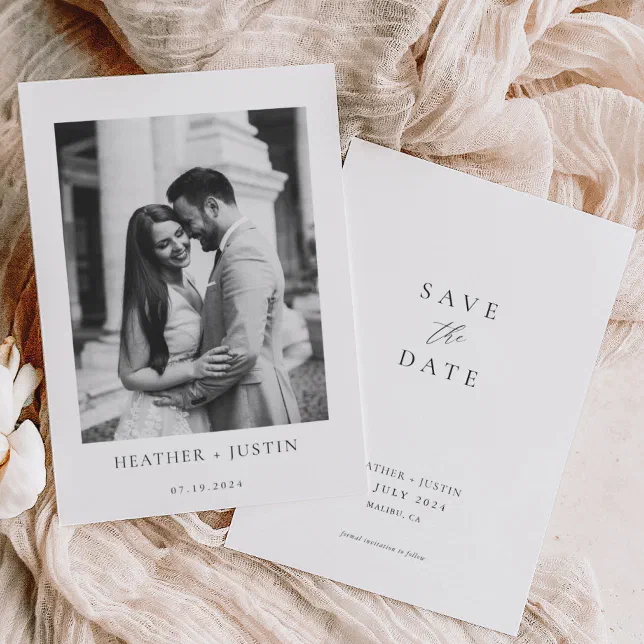 Simple Elegant Photo Wedding Save The Date | Zazzle