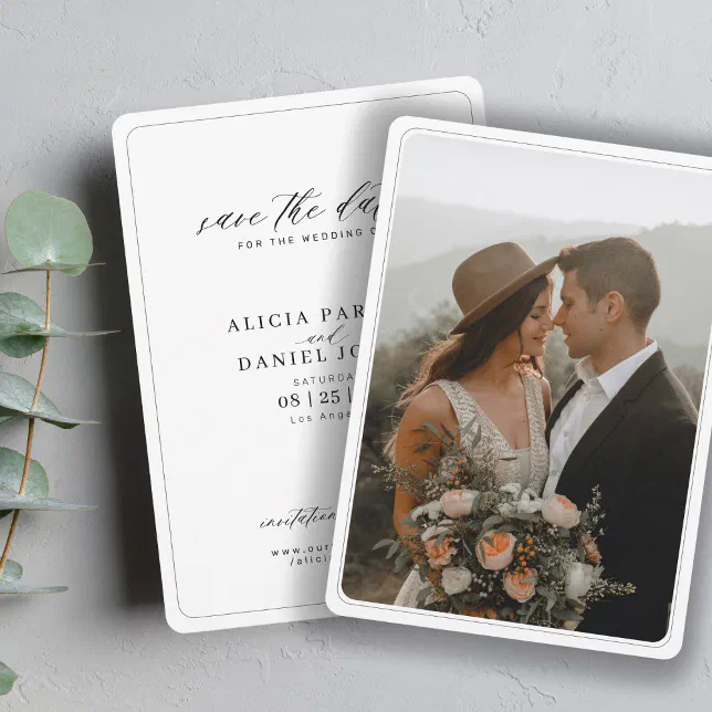 Simple elegant photo wedding save the date | Zazzle