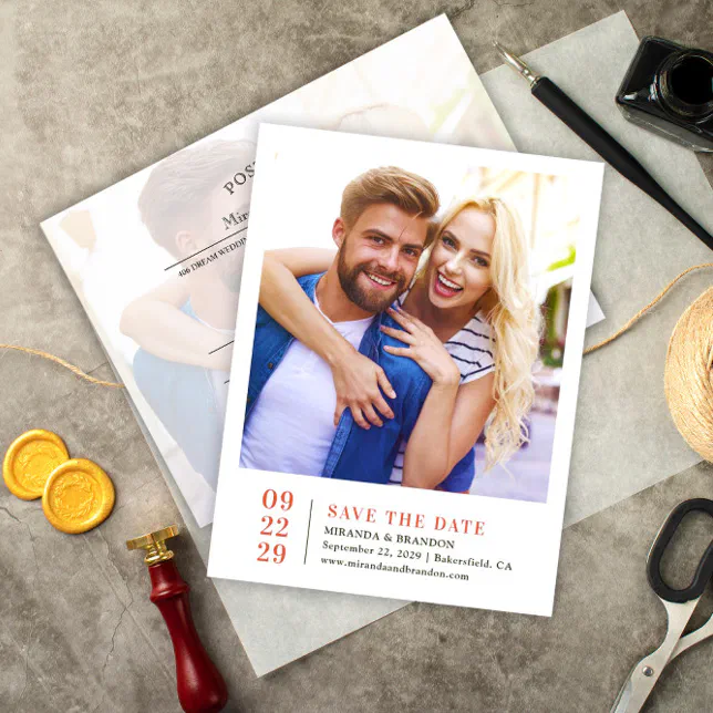Simple Elegant Photo Wedding Save the Date Card | Zazzle