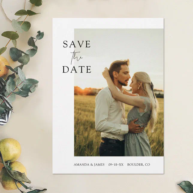 Simple Elegant Photo Wedding Save the Date Invite | Zazzle