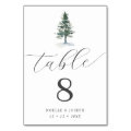 Simple Elegant Pine Tree Wedding Table Number | Zazzle