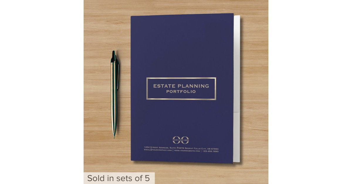 Simple Elegant Portfolio Folder with Logo | Zazzle