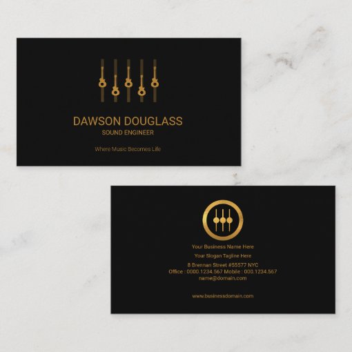 Simple Elegant Professional Gold Equalizer Panel Business Card | Zazzle