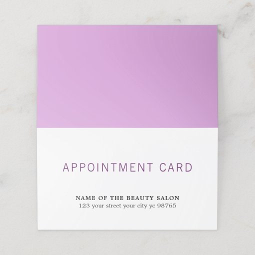 Simple Elegant Purple White Beauty Salon Appointment Card | Zazzle