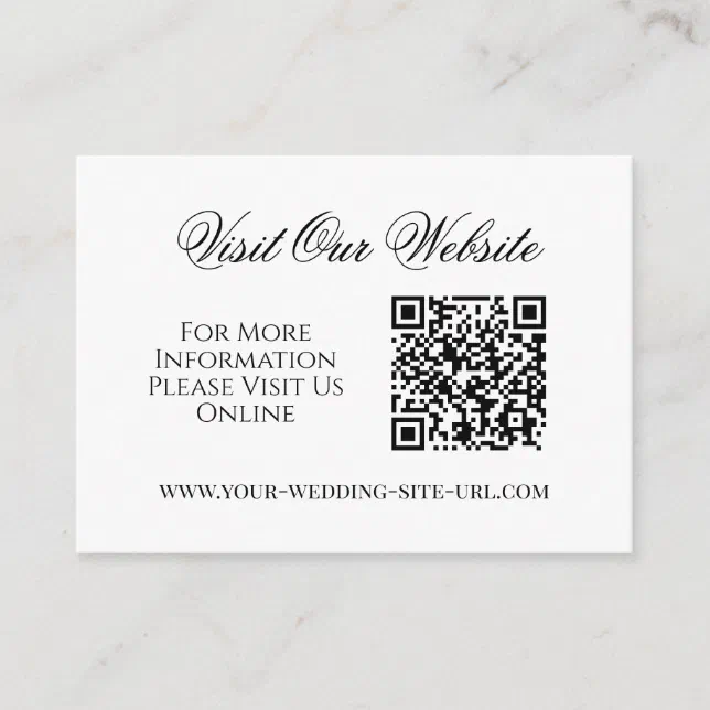 Simple Elegant QR Code Visit Our Website Wedding Enclosure Card | Zazzle