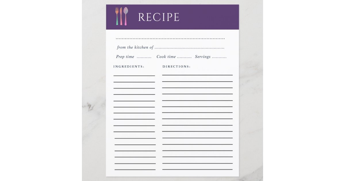 simple elegant recipe card | Zazzle