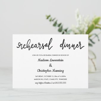 Simple Elegant Rehearsal Dinner Handwritten Script Invitation | Zazzle