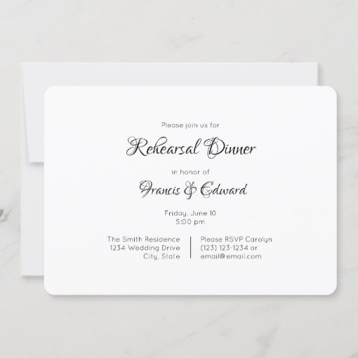 Simple Elegant Rehearsal Dinner Invitations | Zazzle