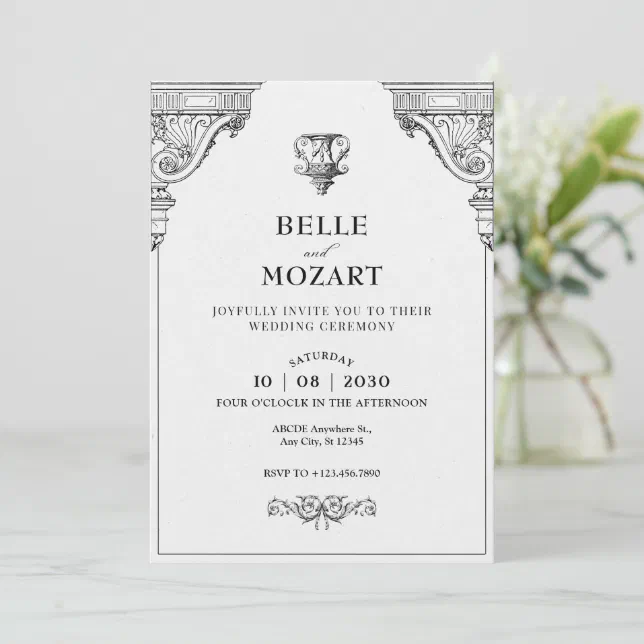 Simple elegant Renaissance architecture wedding Invitation | Zazzle