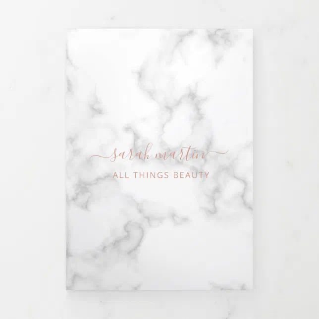 Simple Elegant Rose Gold Marble Trifold Brochure | Zazzle