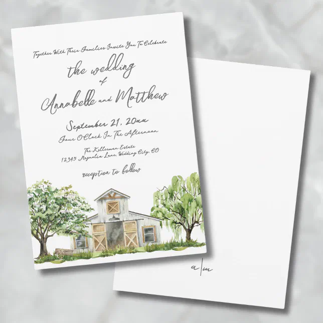 Simple Elegant Rustic Country Barn Wedding Invitation | Zazzle