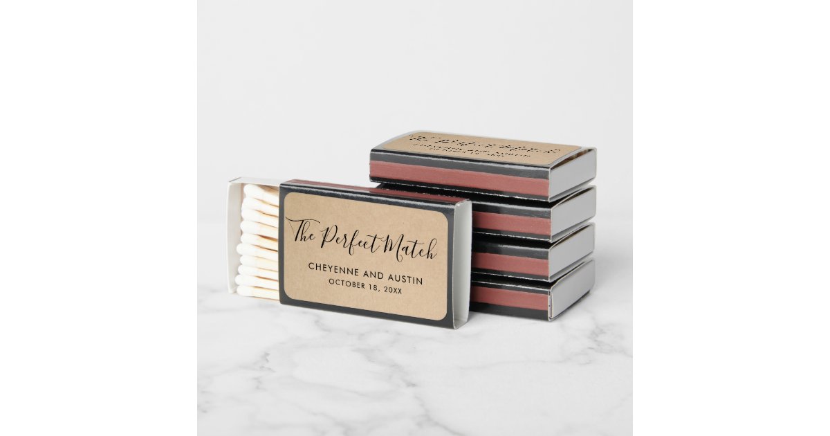 Simple Elegant Rustic Wedding Matchboxes | Zazzle