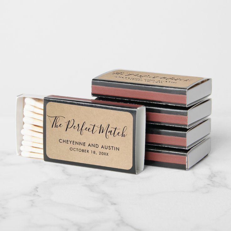 Simple Elegant Rustic Wedding Matchboxes | Zazzle