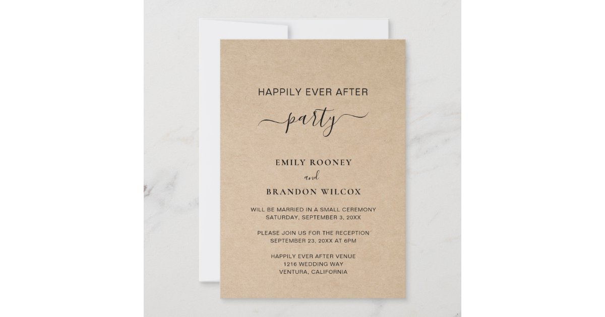 Simple Elegant Rustic Wedding Reception Invitation | Zazzle