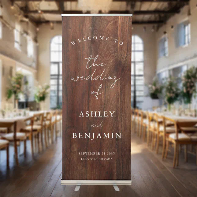 Simple Elegant Rustic Wedding Welcome Retractable Banner | Zazzle