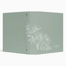 Simple Elegant Sage Green and White Script 3 Ring Binder | Zazzle