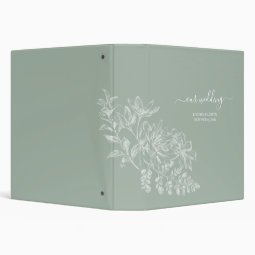 Simple Elegant Sage Green and White Script Wedding 3 Ring Binder | Zazzle