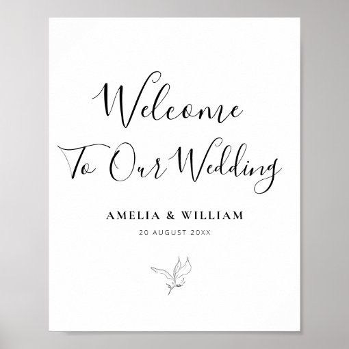 simple elegant script black & white welcome sign | Zazzle