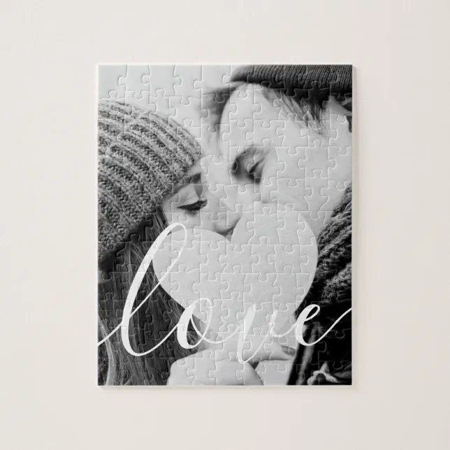 Simple Elegant Script Couple Photo Jigsaw Puzzle | Zazzle