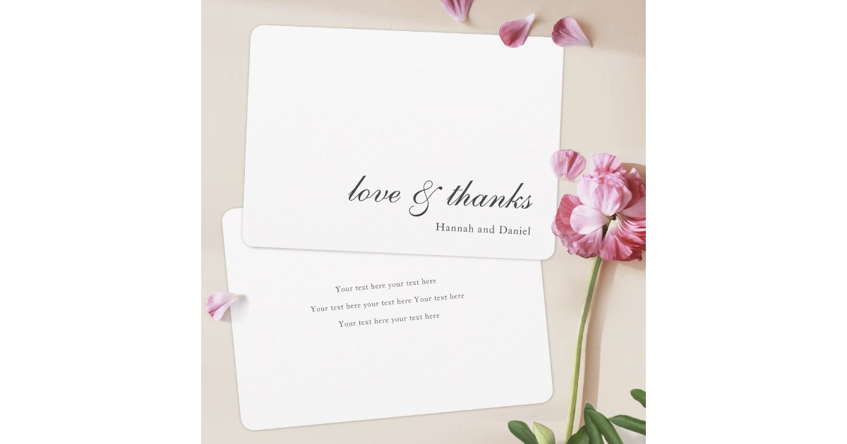 Simple Elegant Script Custom Wedding Thank You Card | Zazzle