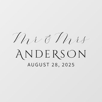 Simple Elegant Script Mr and Mrs Wedding Name Floor Decals | Zazzle