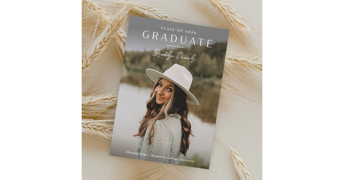 Simple Elegant Script Name Photo Graduation Invitation | Zazzle