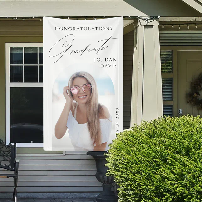 Simple Elegant Script Photo Graduation Party Banner | Zazzle