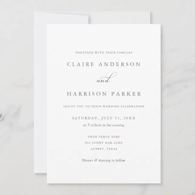 Simple Elegant Script Wedding Invitation | Zazzle