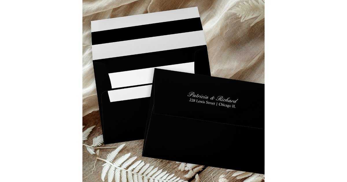 Simple Elegant Script Wedding Invitation Black Envelope | Zazzle