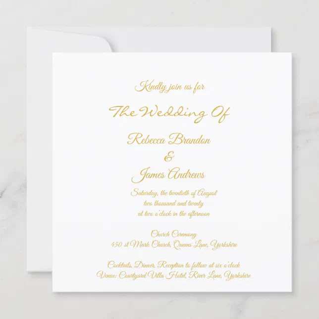 Simple Elegant Script Wedding Invitation | Square | Zazzle